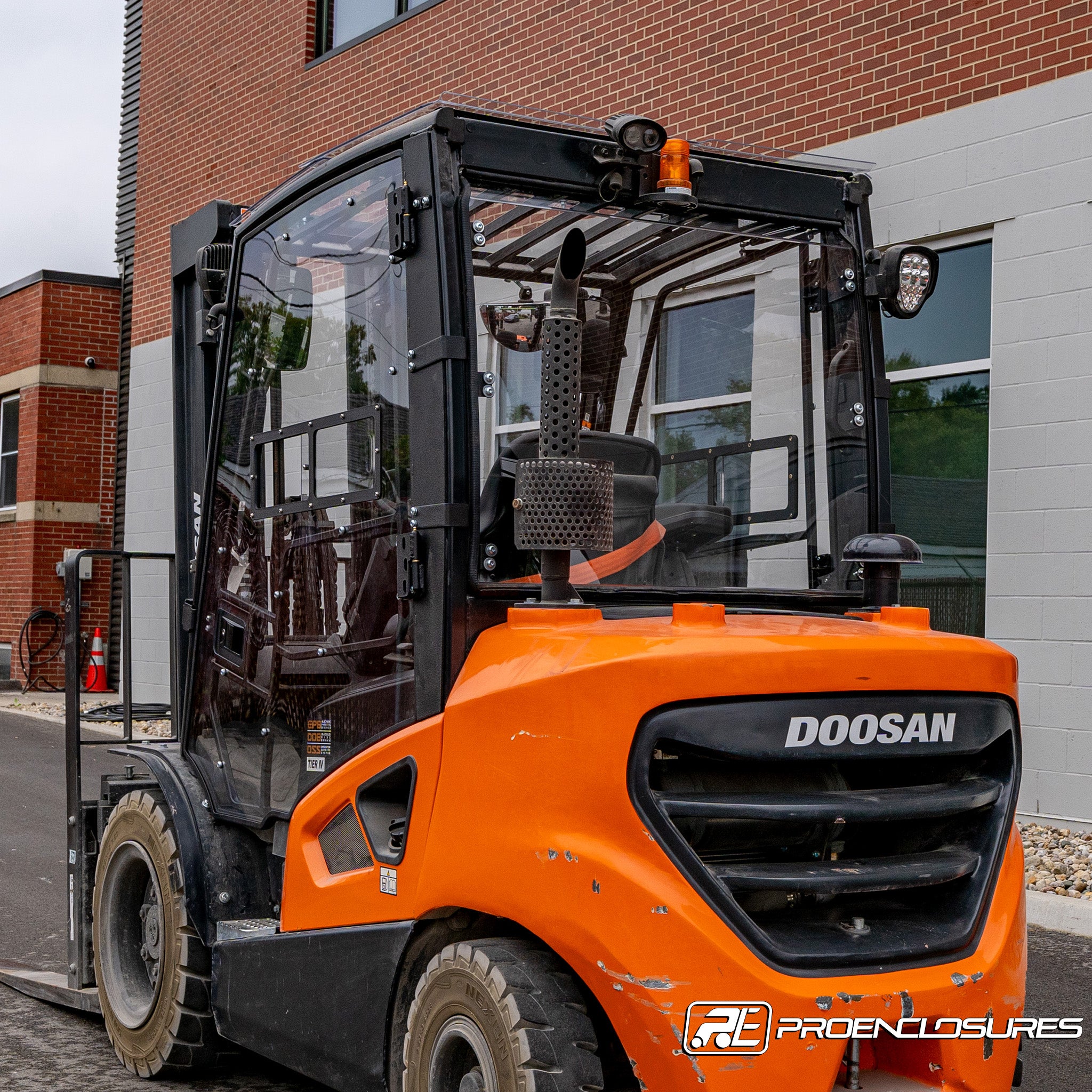 Doosan Forklift Rear Windshield – ProEnclosures